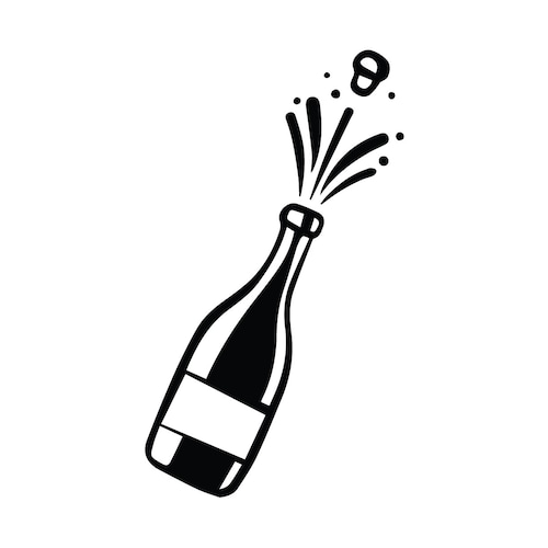 Champagne Bottle Pop Vector Clipart Set / Outline & Stamp - Etsy Australia