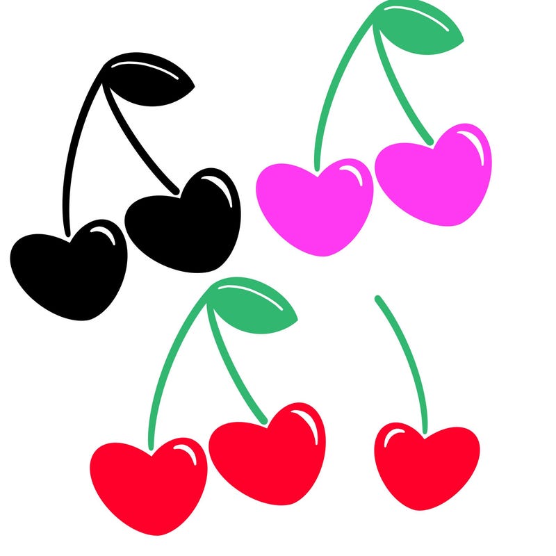 Cherry Hearts Outline - Etsy