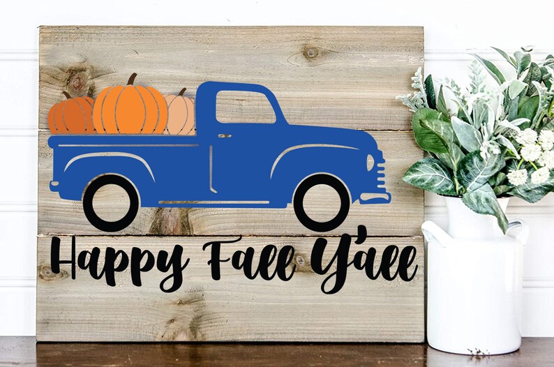 Happy Fall Y'all Vintage Truck With Pumpkins SVG / PNG - Etsy