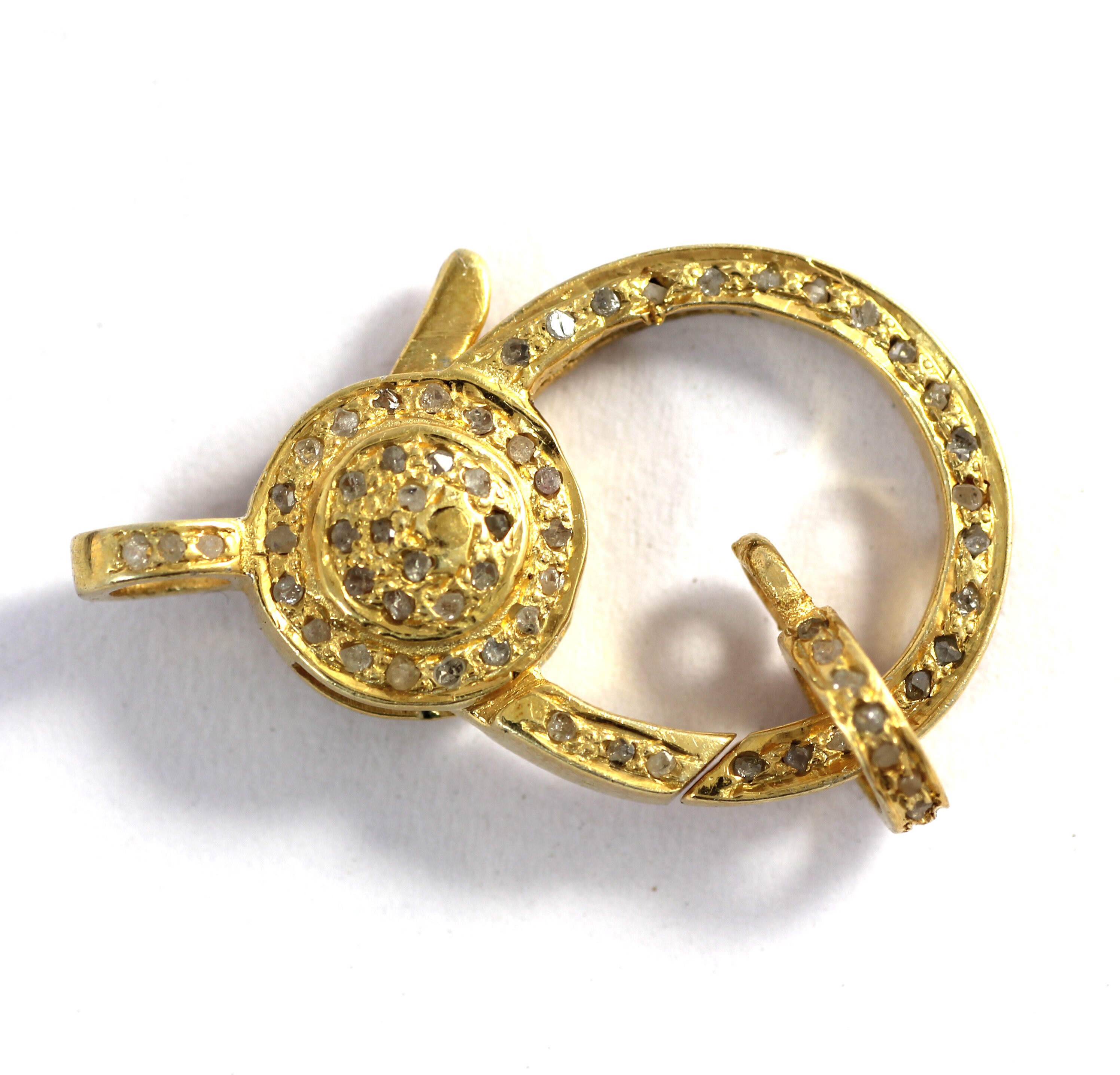 Round Pave Diamond 925 Sterling Silver Handmade Beautiful Designed ...