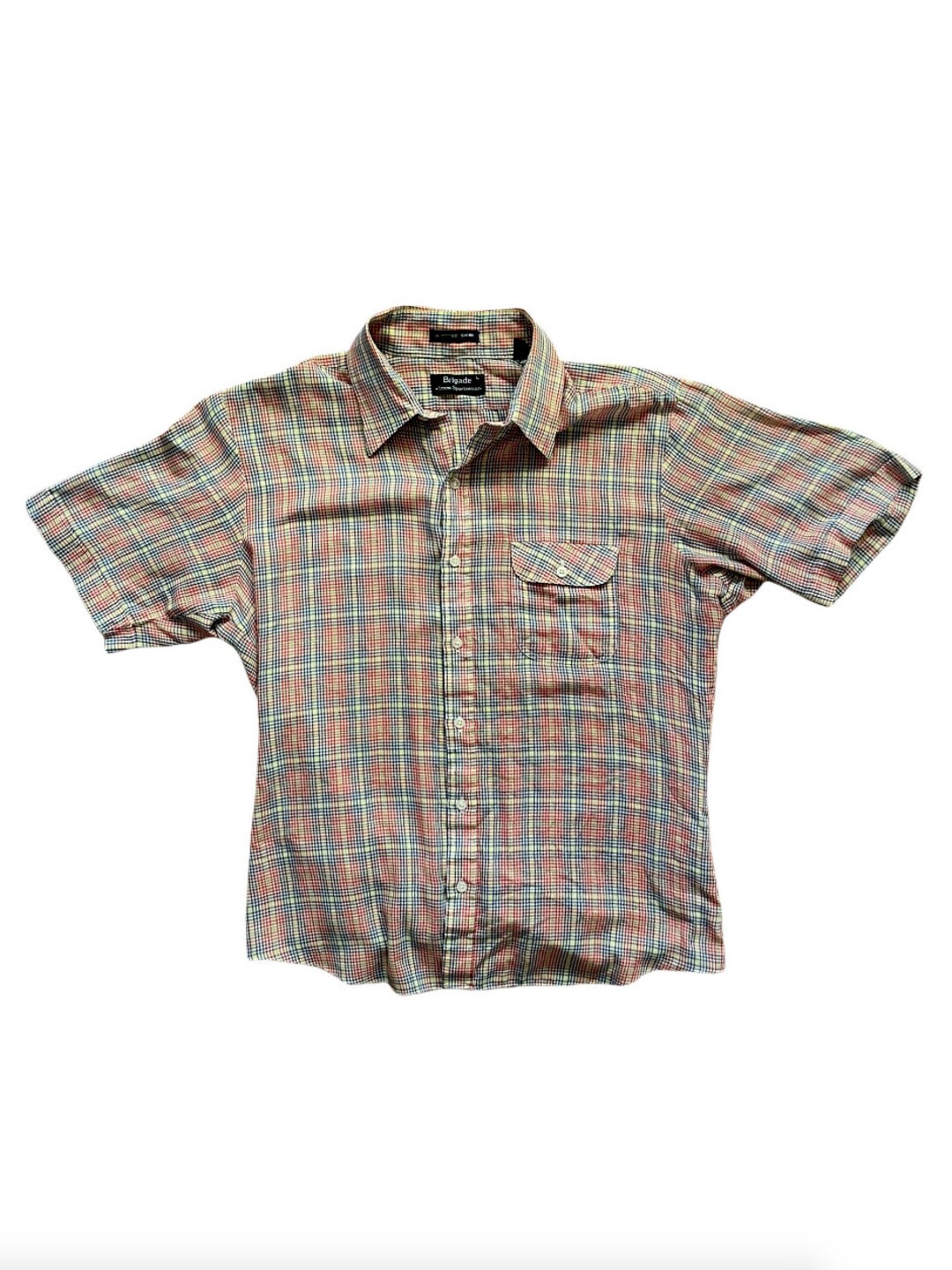 Vintage 90s Brigade Checker Pattern Button up Short Sleeve - Etsy