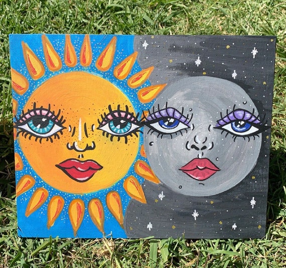 Sun & Moon Acrylic Painting - Etsy