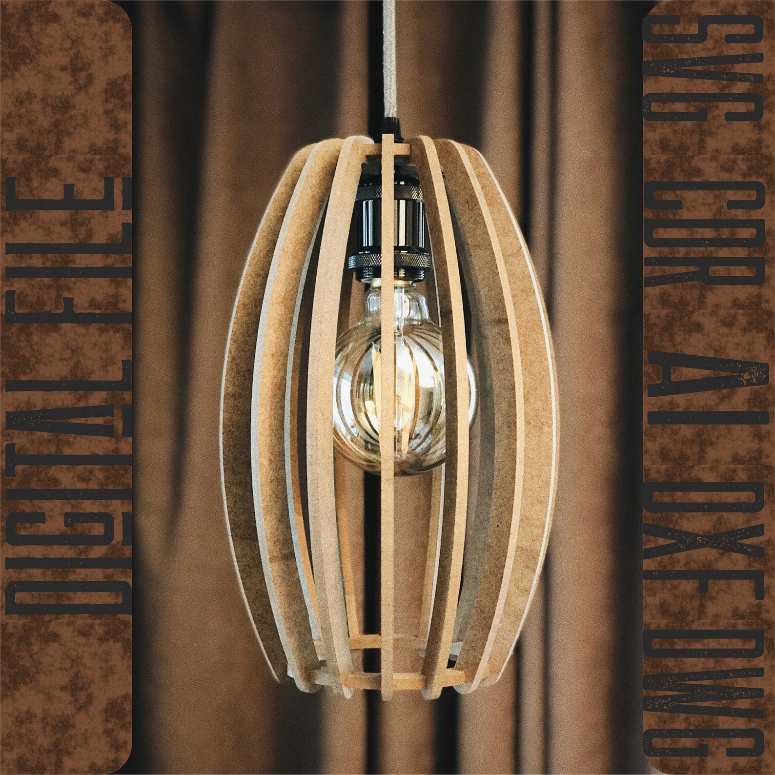 Parametric Plywood Lamp Digital File for Cutting Laser or CNC. Pendant ...
