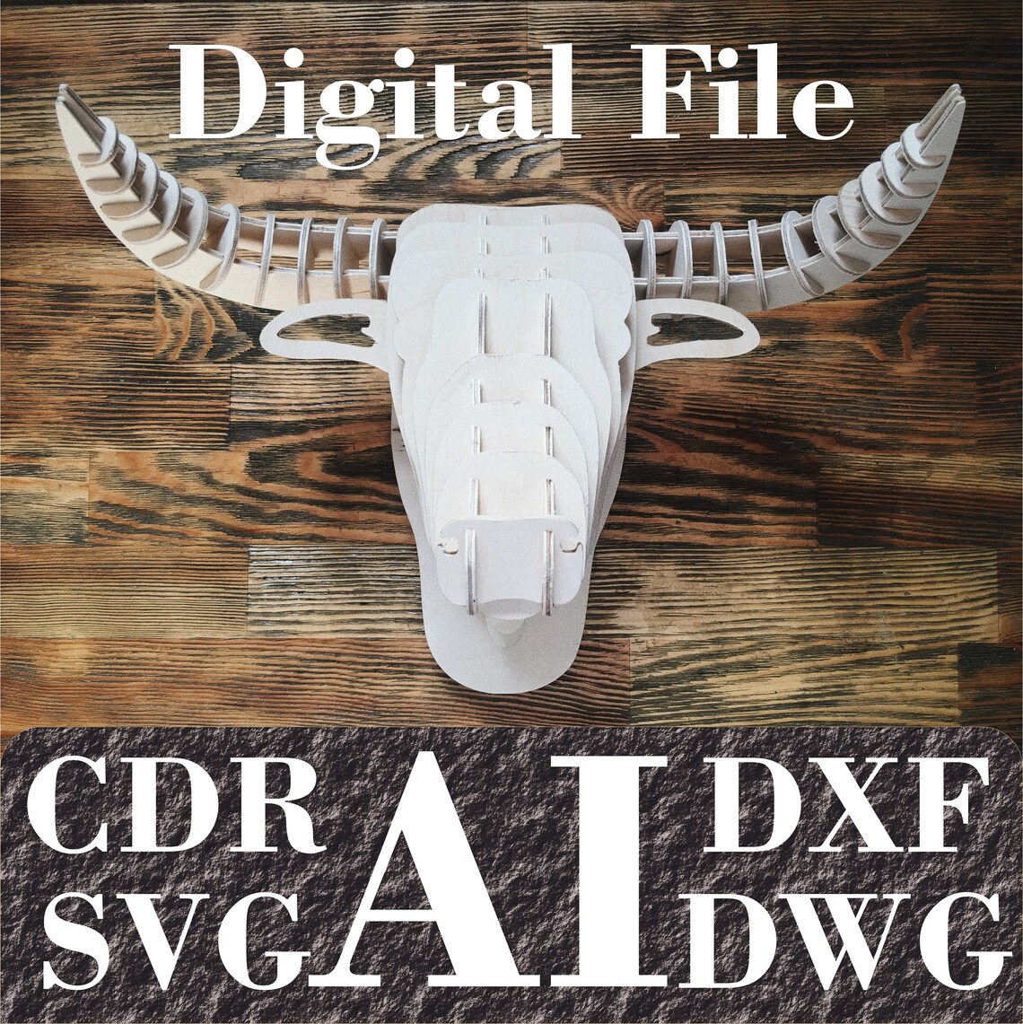 Puzzle Trophy Bull Head. Digital File Vector for Laser and CNC - Etsy