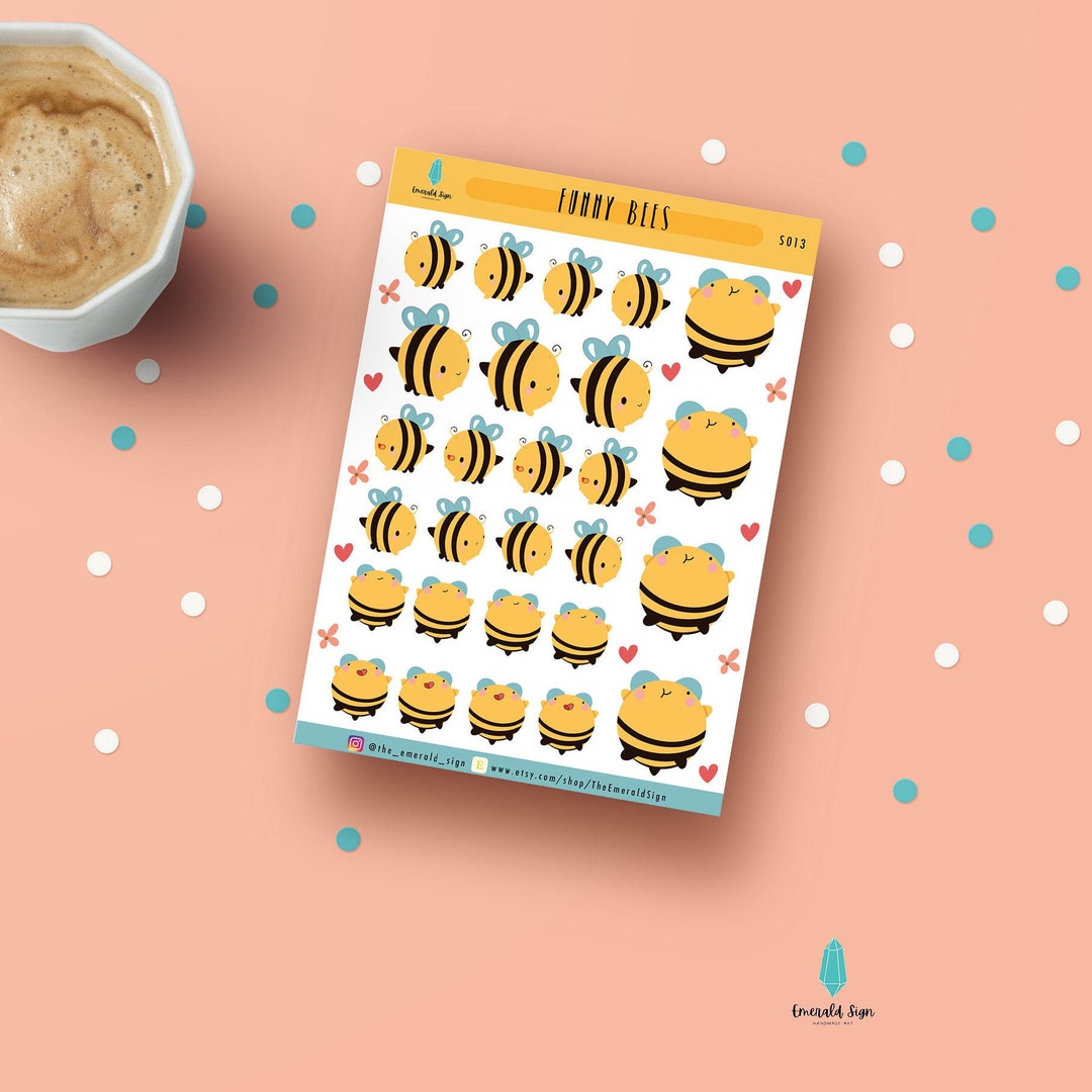 Cute Minimal Lovely Funny Bees Mood Tracker Sticker Sheet - Etsy