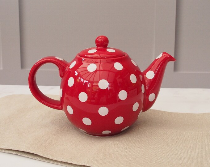 500ml Red Teapot With White Polka Dots Small Teapot Birthday Gifts ...