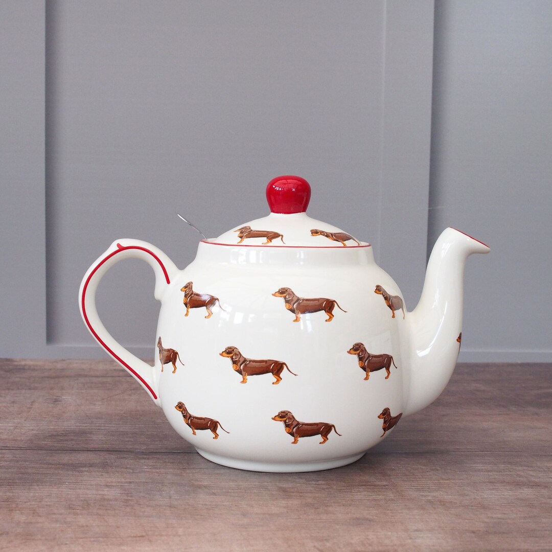 Farmhouse Style Teapot With A Dog Print Elements Stainless Steel ...