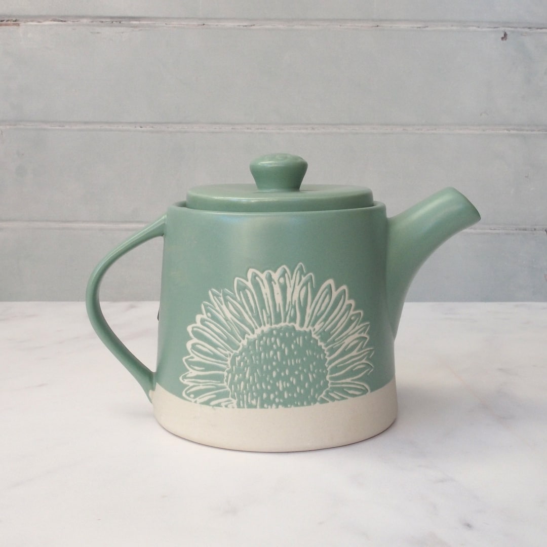 3 Cup Contemporary Handcrafted Sunflower Detail Teapot Ceramic Teapot ...