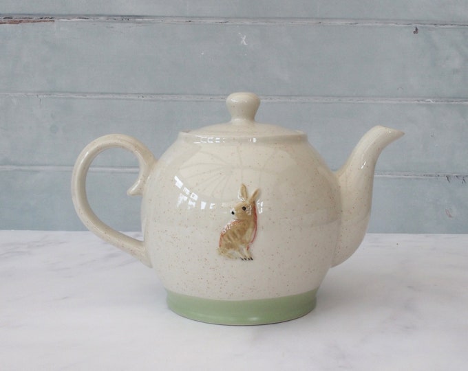 4 Cups Multicoloured Teapot With A Hand Crafted Hare Detail Stoneware ...