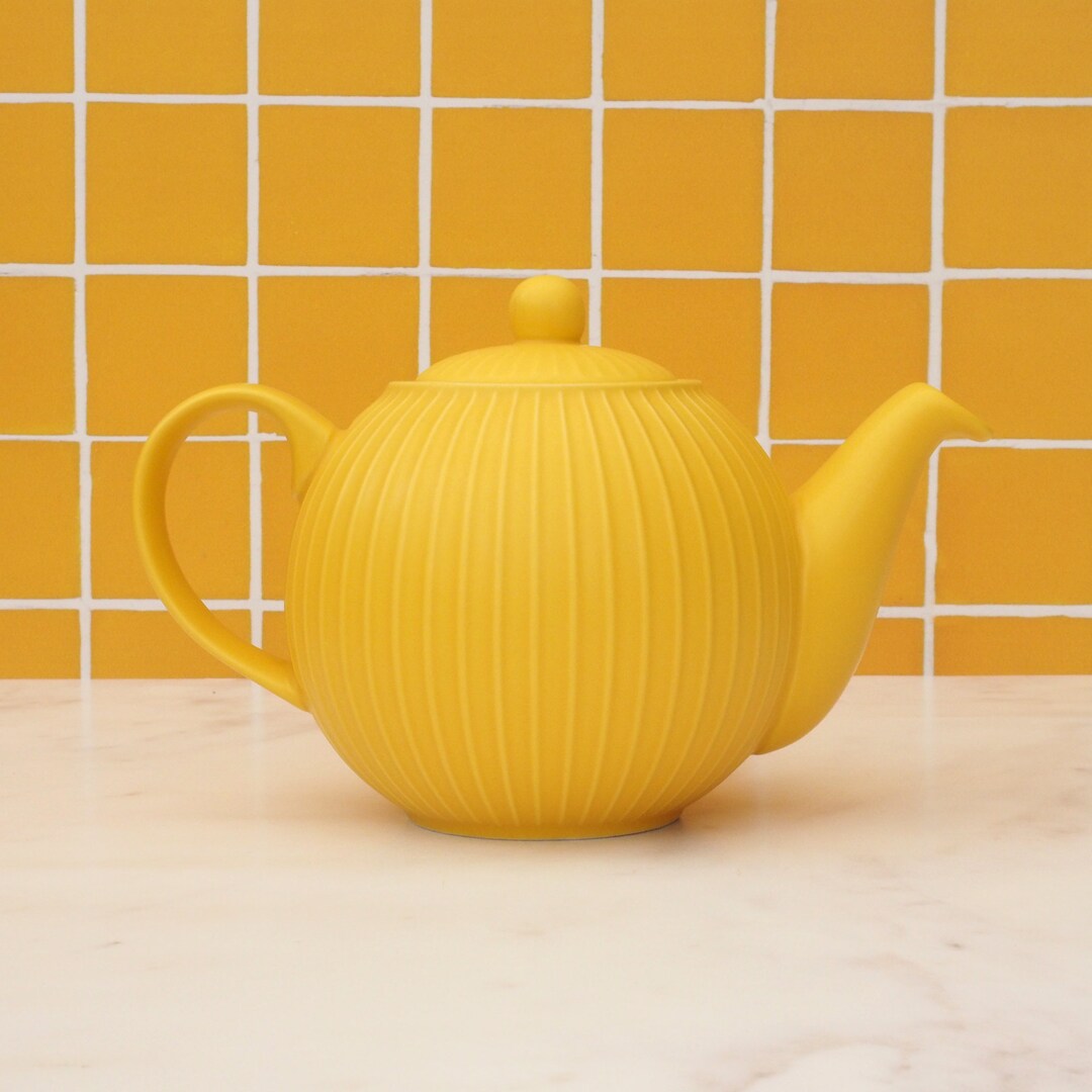 900ml Yellow Teapot With Textured Lines Great for Loose Leaf Tea ...