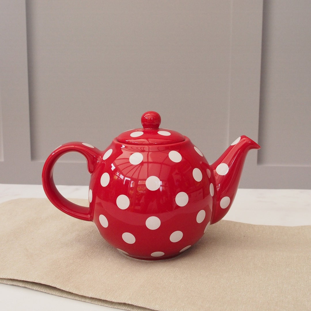 500ml Red Teapot With White Polka Dots Small Teapot Birthday Gifts ...