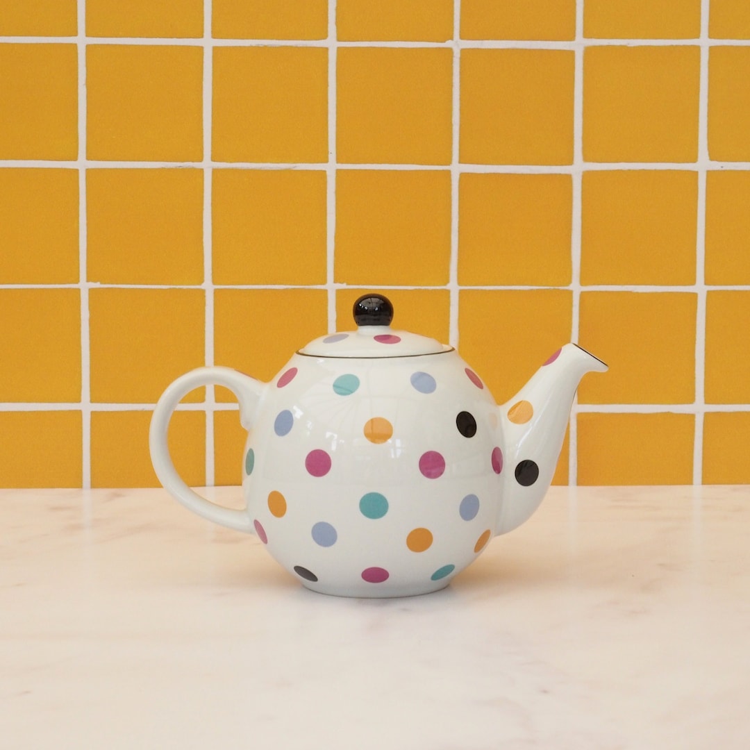 2 Cup Multicoloured Spot Teapot Small Teapot White Multicoloured Spots ...