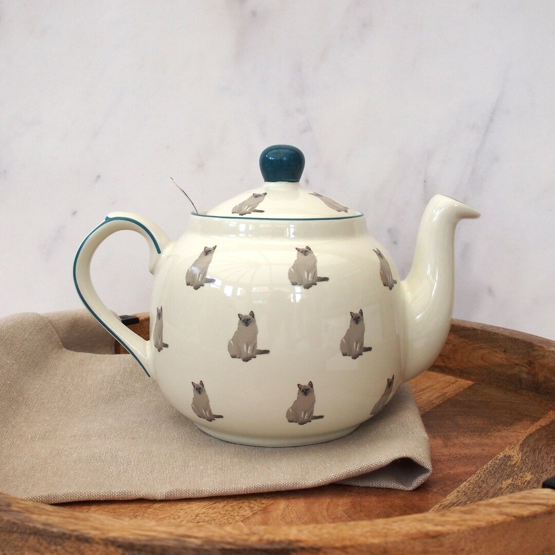 1.2l Farmhouse Style Teapot With A Cat Print and Stainless Steel ...