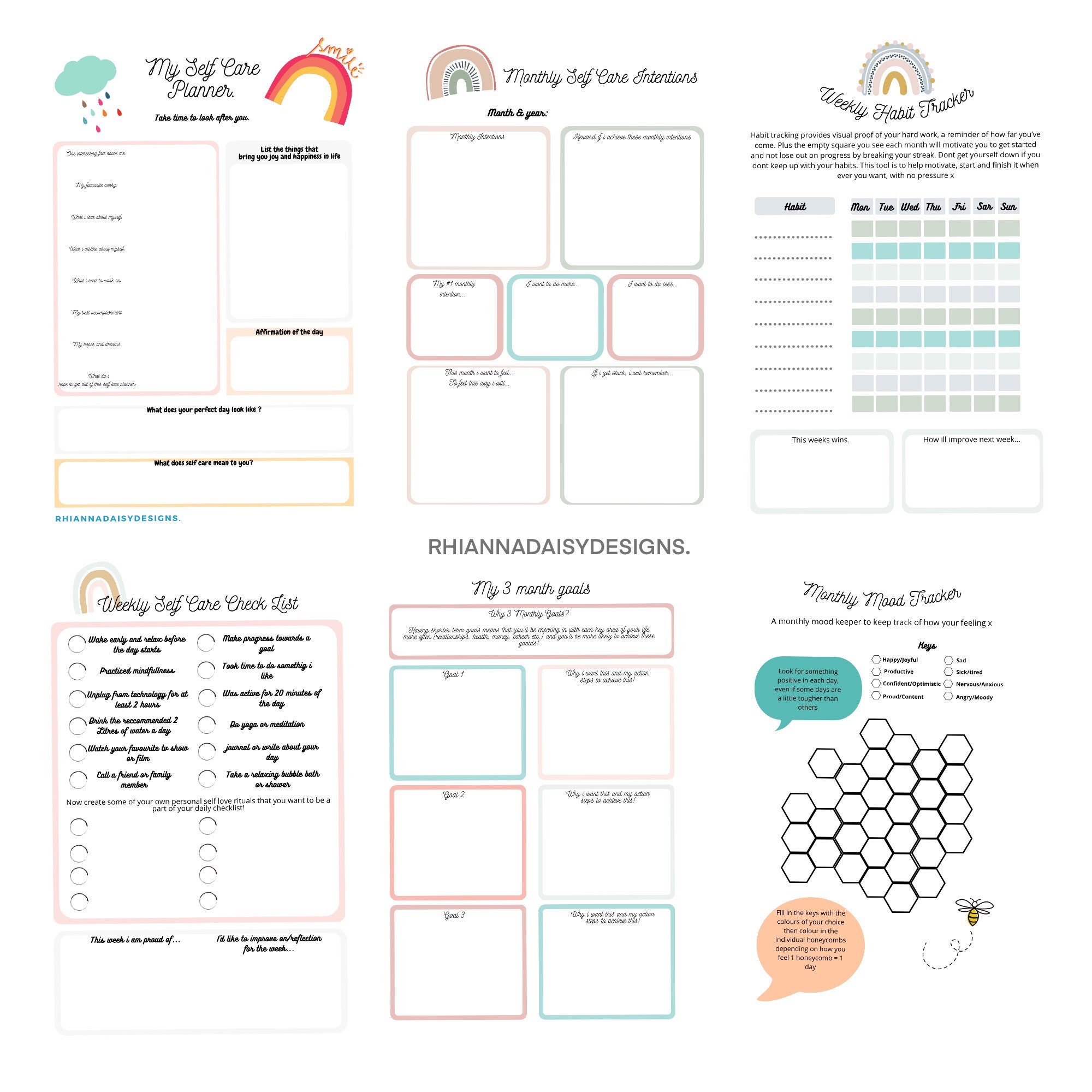 My Self Care Planner, Printable, Weekly, Monthly Goals, A4 & A5 Size - Etsy