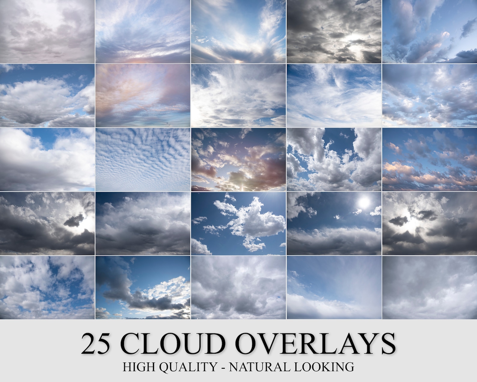 25 Cloud Overlays High Quality, Natural Looking Sky Cloud Textures ...