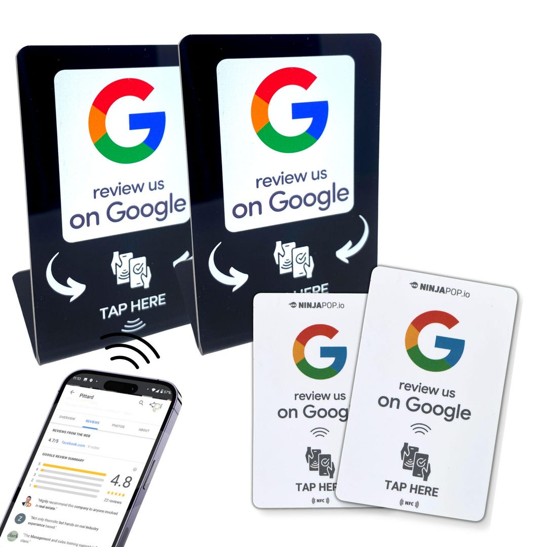 NFC Google Review Stand and Card Bundle - One Tap Reviews - Etsy