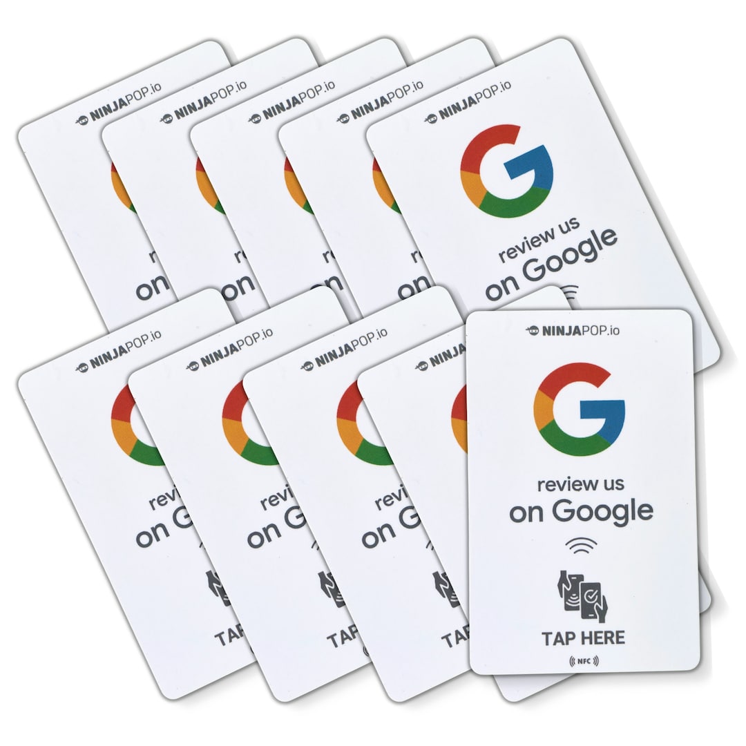 10 X Google Review Pop Tap Card - Ninja Pop- NFC (contactless) Get ...