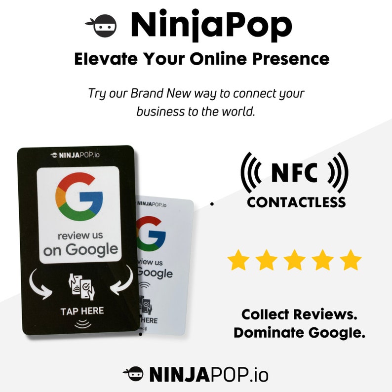 10 PCS -google Review Pop Tap Card - Ninja Pop- NFC (contactless) Get ...