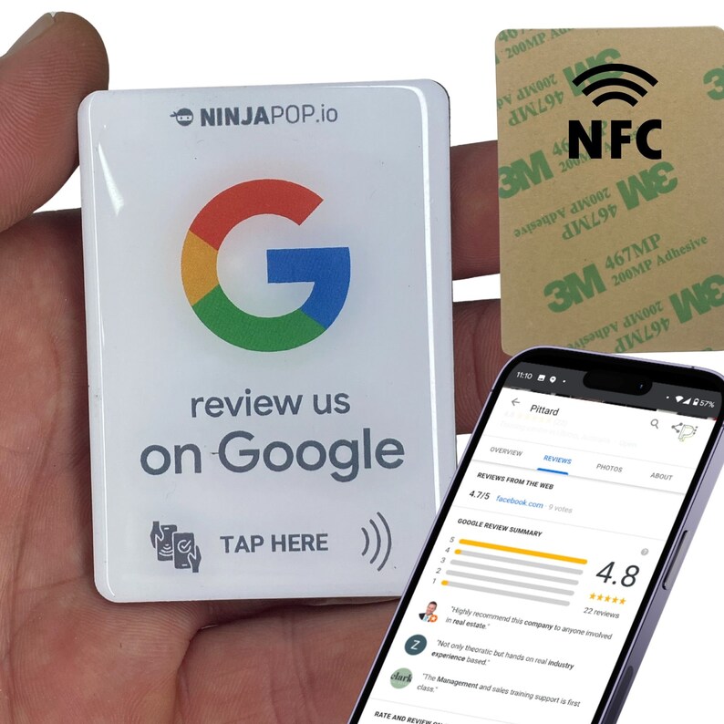 3x Google Review Stickers - Ninja Pop- NFC (contactless) Get Reviews ...