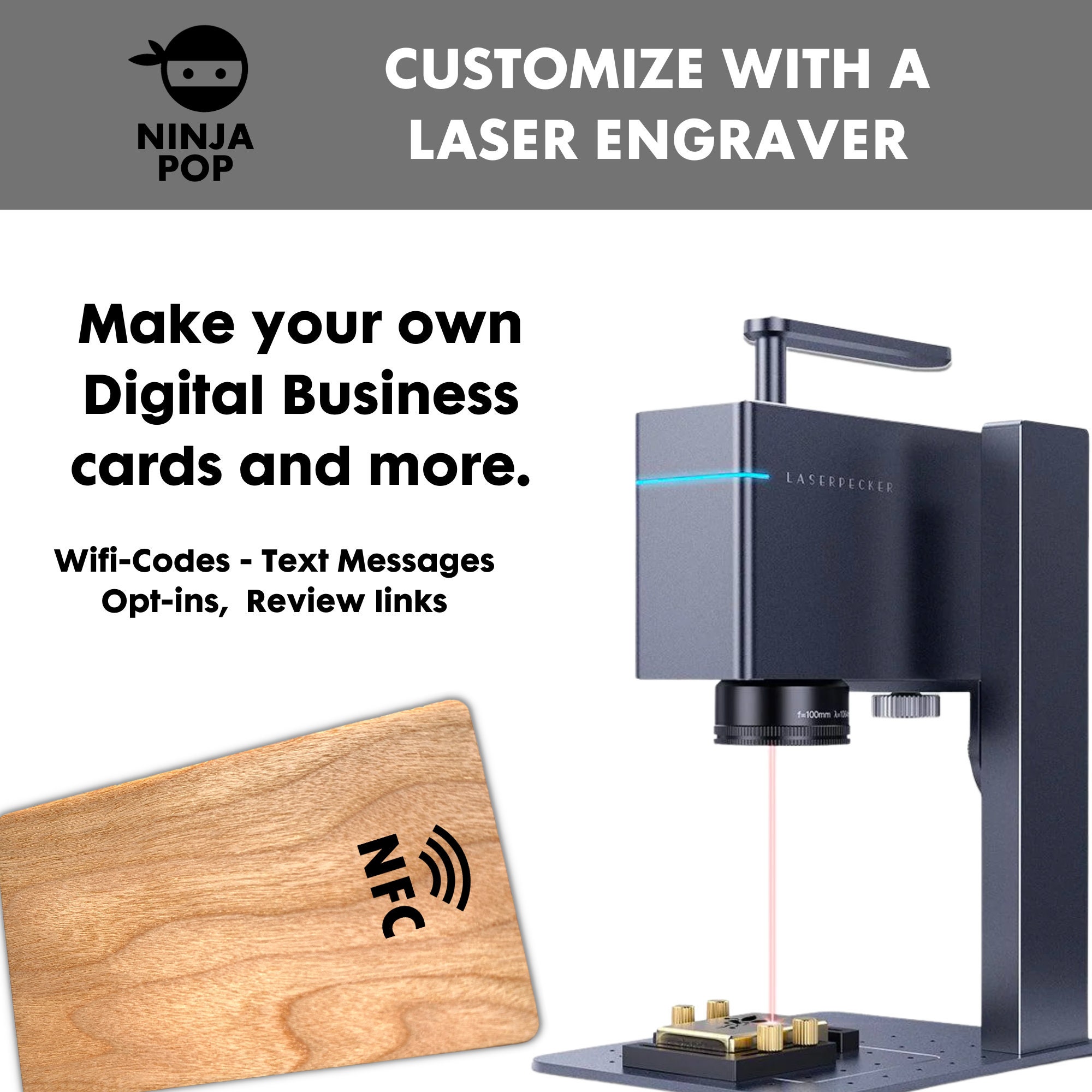 Blank Bamboo NFC Ntag215 Cards for Laser Engraver and Custom Digital ...