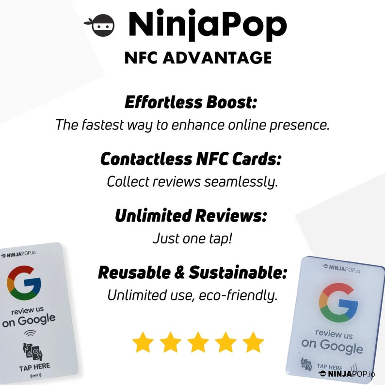 3x Google Review Stickers - Ninja Pop- NFC (contactless) Get Reviews ...