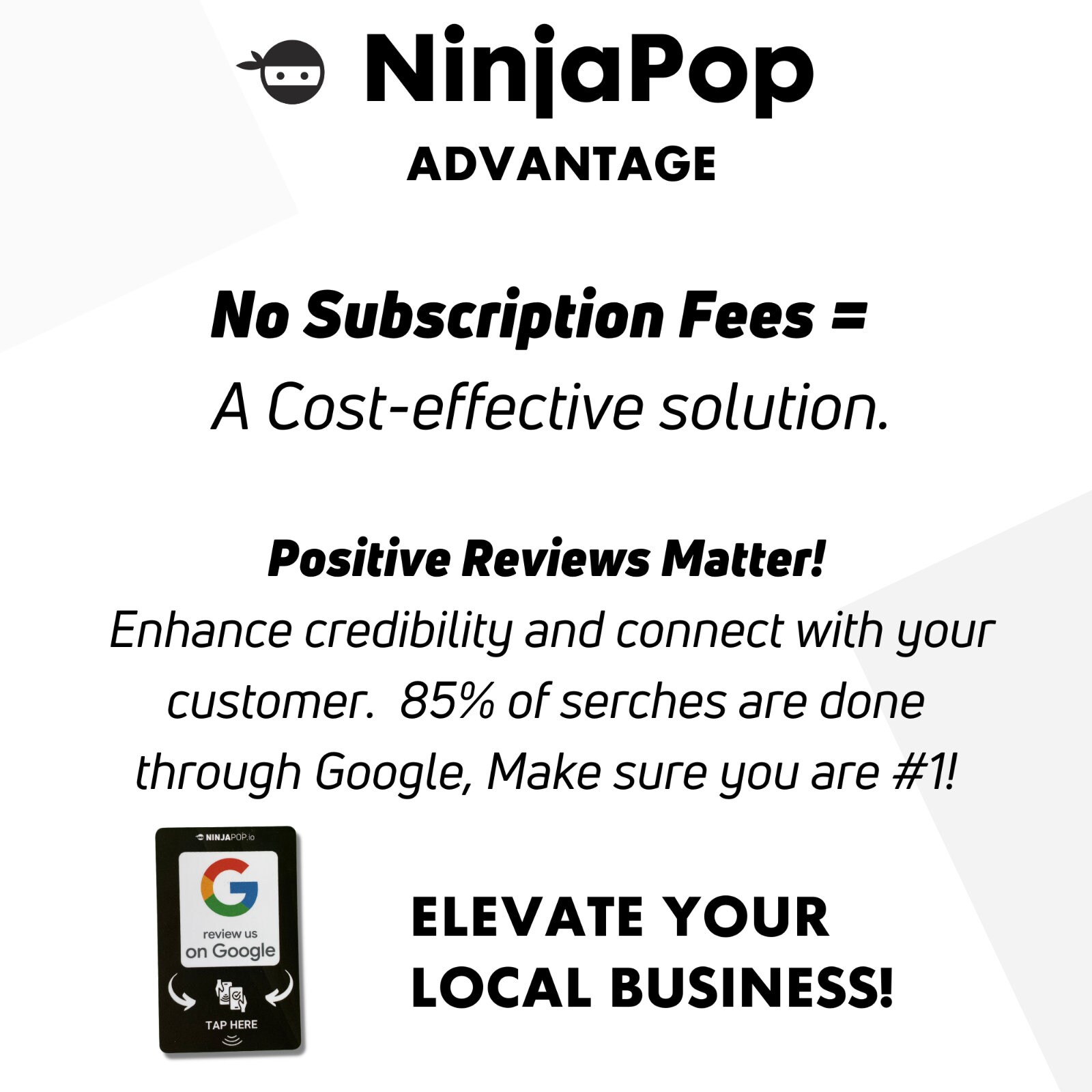 5 X Google Review Card - Ninja Pop- NFC (contactless) Get Reviews ...