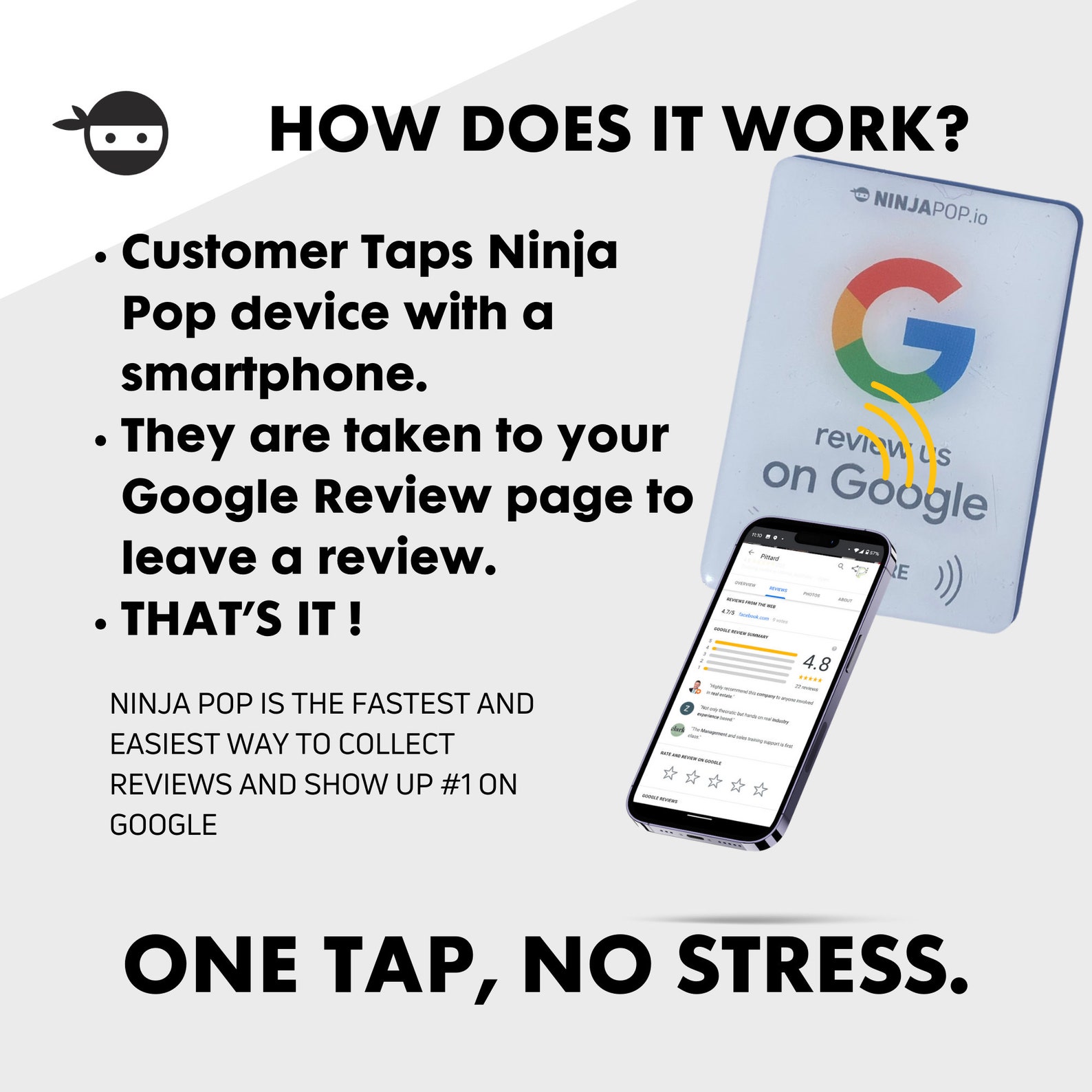 10 PCS -google Review Pop Tap Card - Ninja Pop- NFC (contactless) Get ...