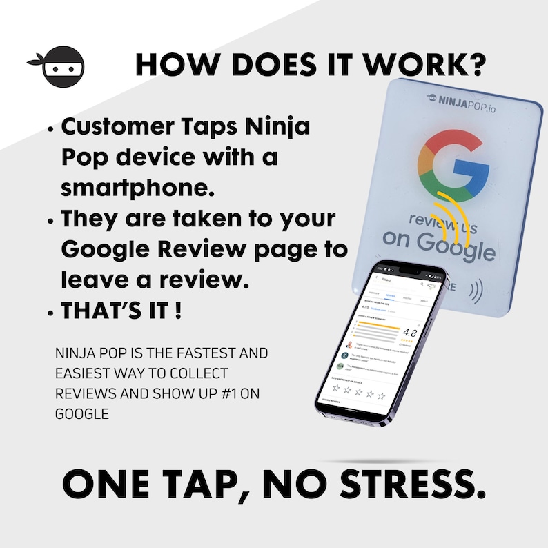 10 PCS -google Review Pop Tap Card - Ninja Pop- NFC (contactless) Get ...