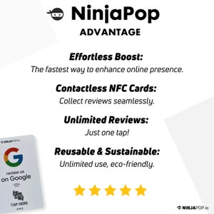 10 PCS -google Review Pop Tap Card - Ninja Pop- NFC (contactless) Get ...