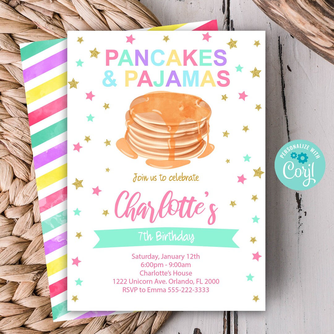 Pancake Invitation Pancake Birthday Invitation Pancake - Etsy