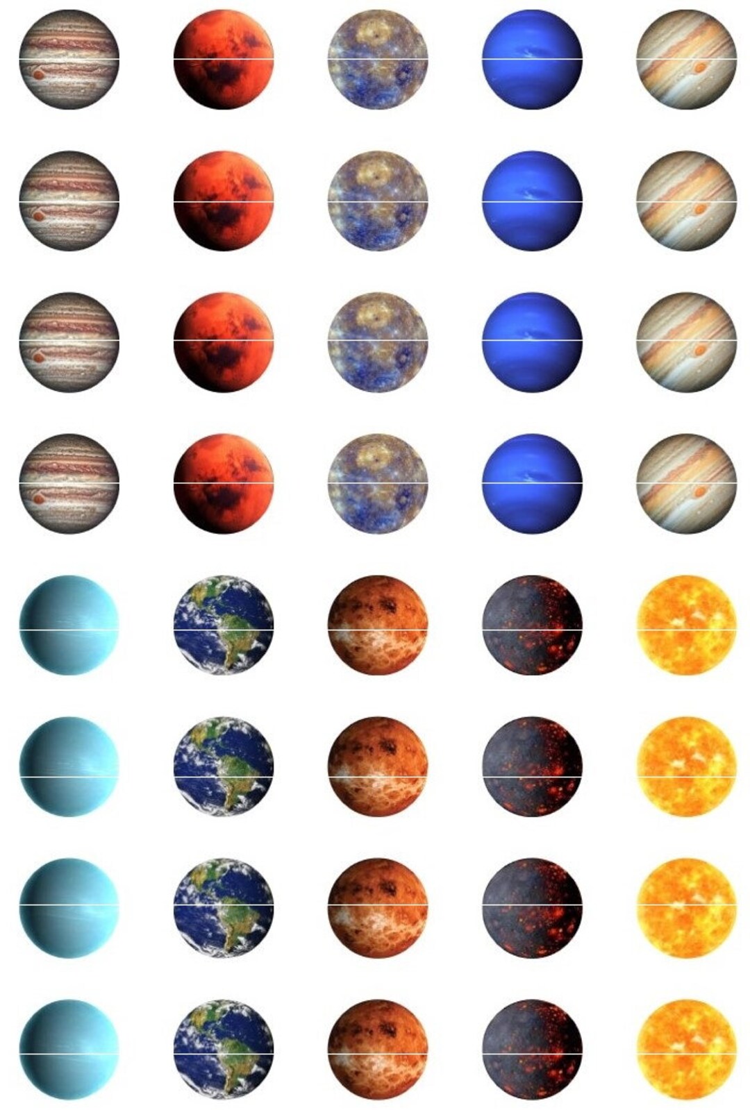 DIGITAL DOWNLOAD, Planets, 20mm Circles, Planet Cabochons, Planet Cameo ...