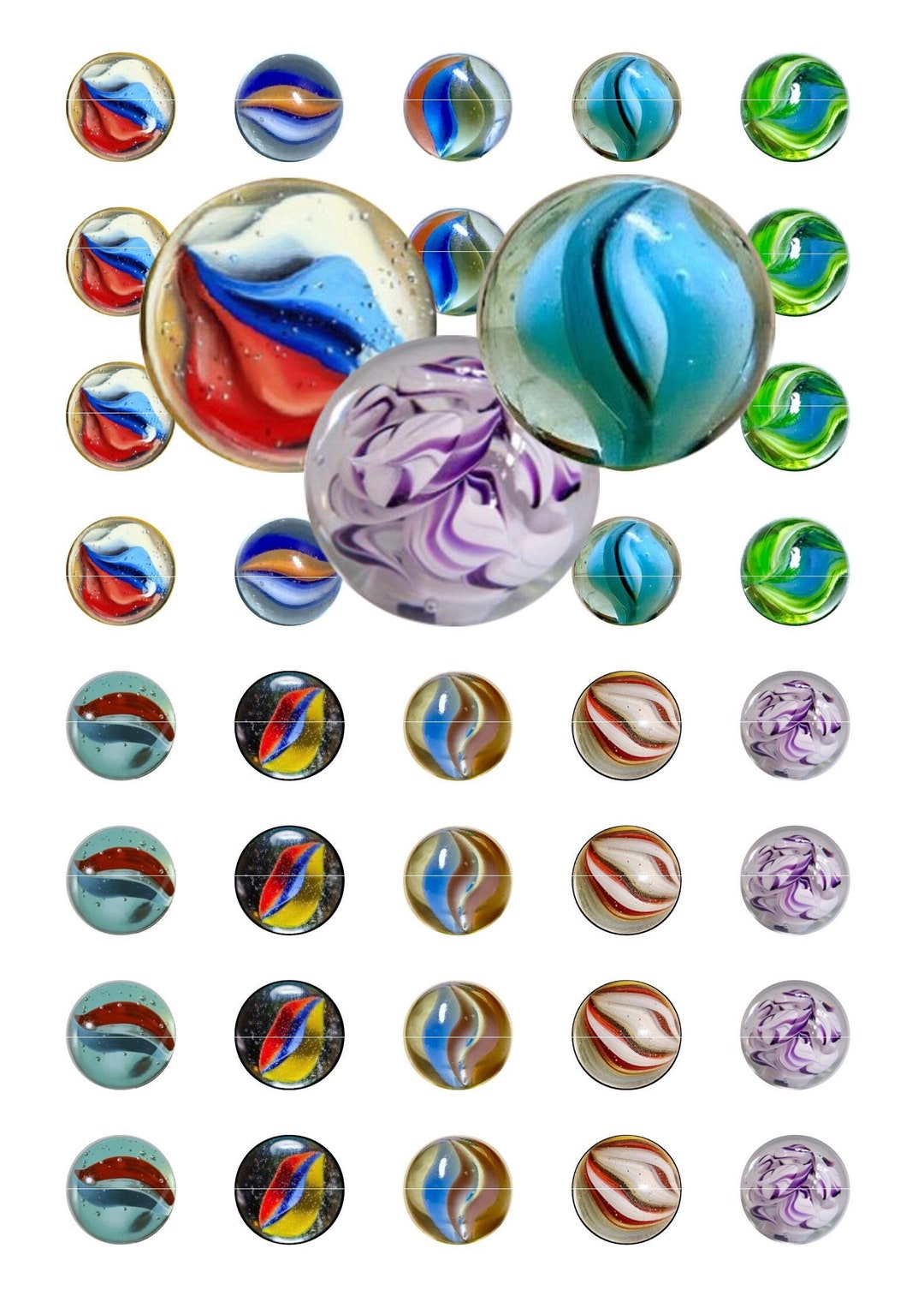 DIGITAL DOWNLOAD, Glass Marbles, 25mm Circles, Marble Cabochons, Marble ...