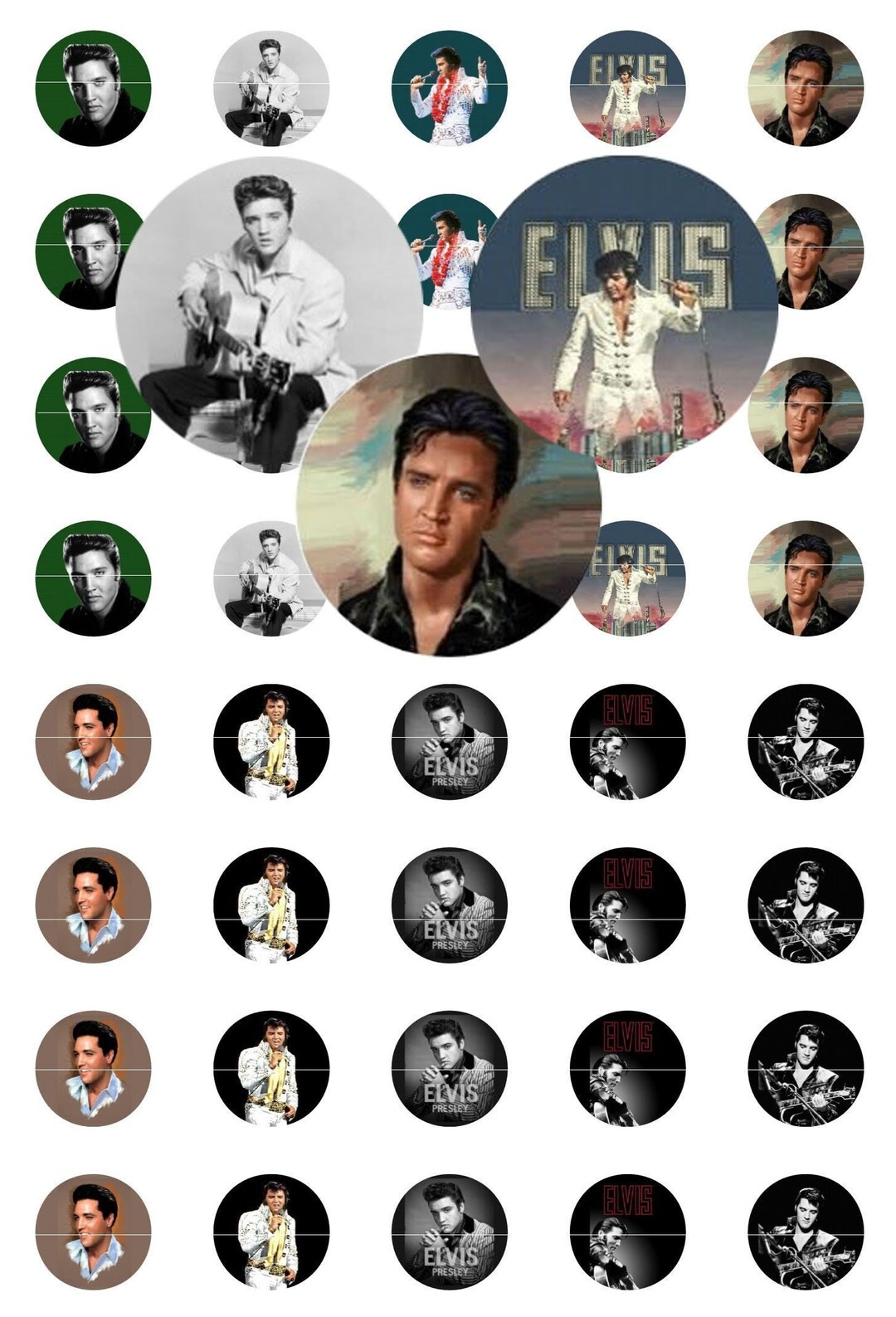 DIGITAL DOWNLOAD, Elvis Presley, 14mm Circles, Elvis Presley Cabochon ...