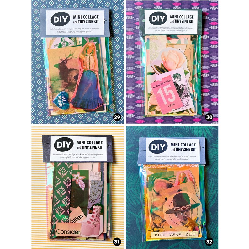 DIY Mini Collage and Tiny Zine Kits | Paper Cutouts | Junk Journal Kit ...