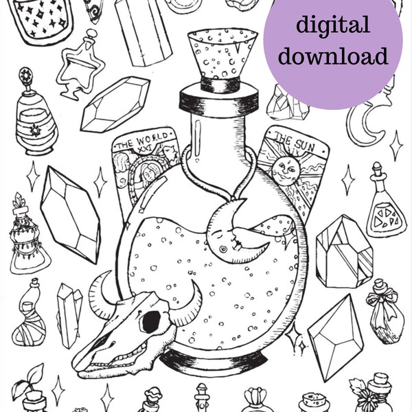 Witchy Coloring Pages - Etsy