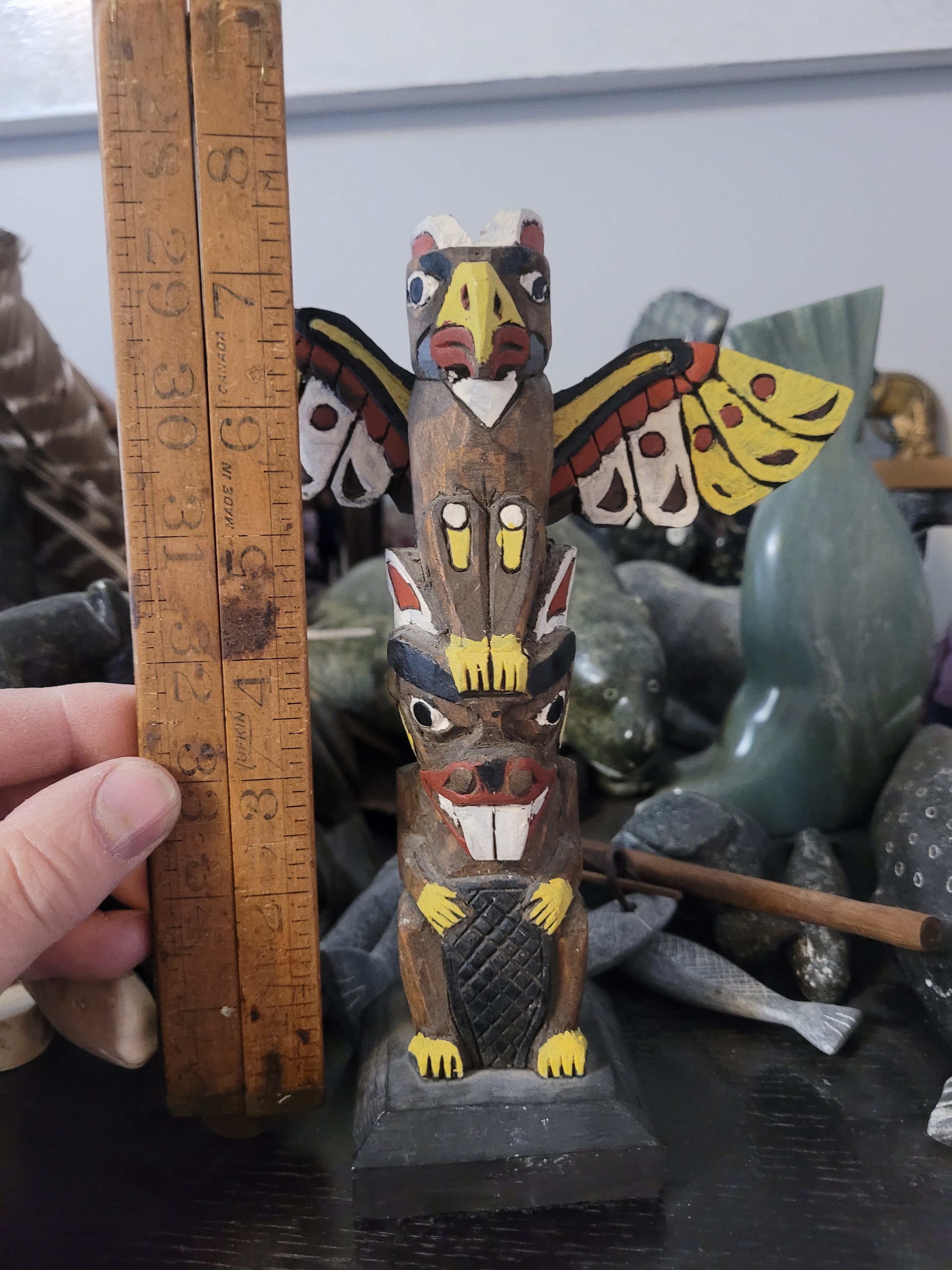 Vintage Wood Hand Carved Totem Pole - Etsy
