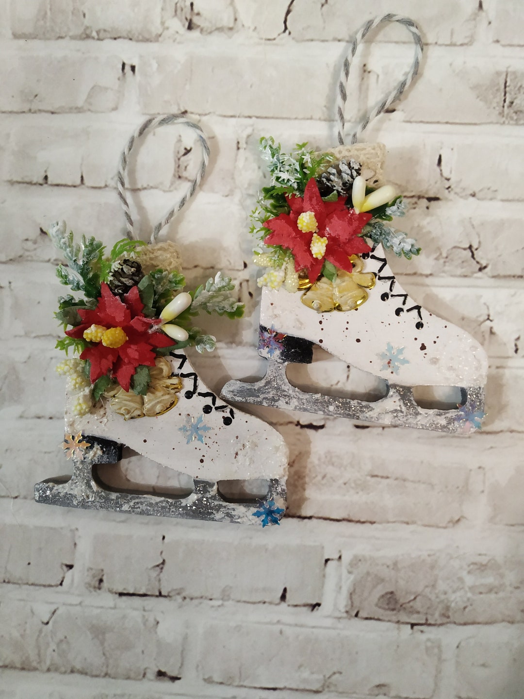 Skates-painted Figure/ornament for Christmas Tree/ice Skates With Decor ...