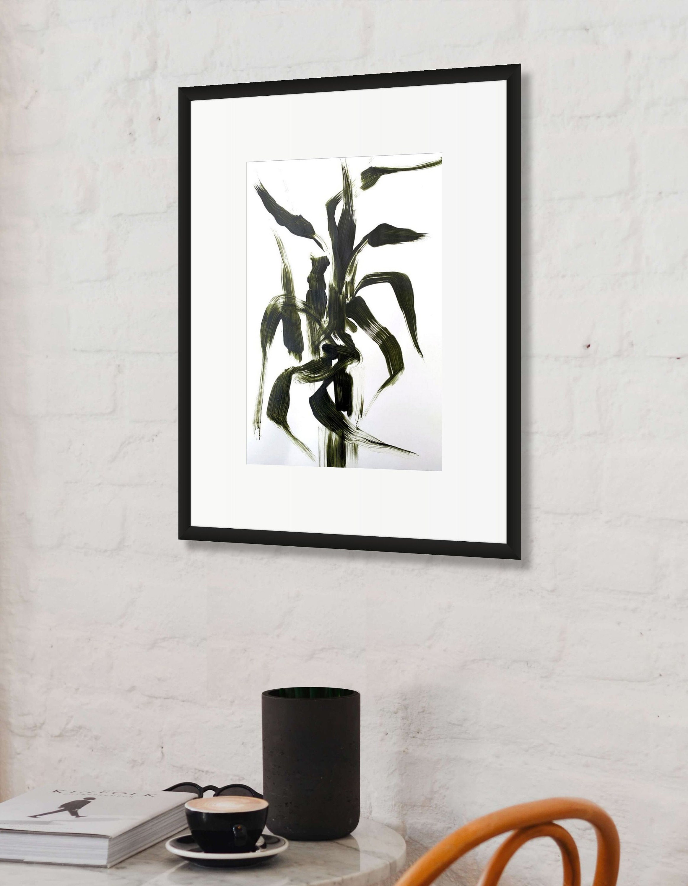 Original Artwork, Japanese Style Wall Art, Botanical Paint Brush ...