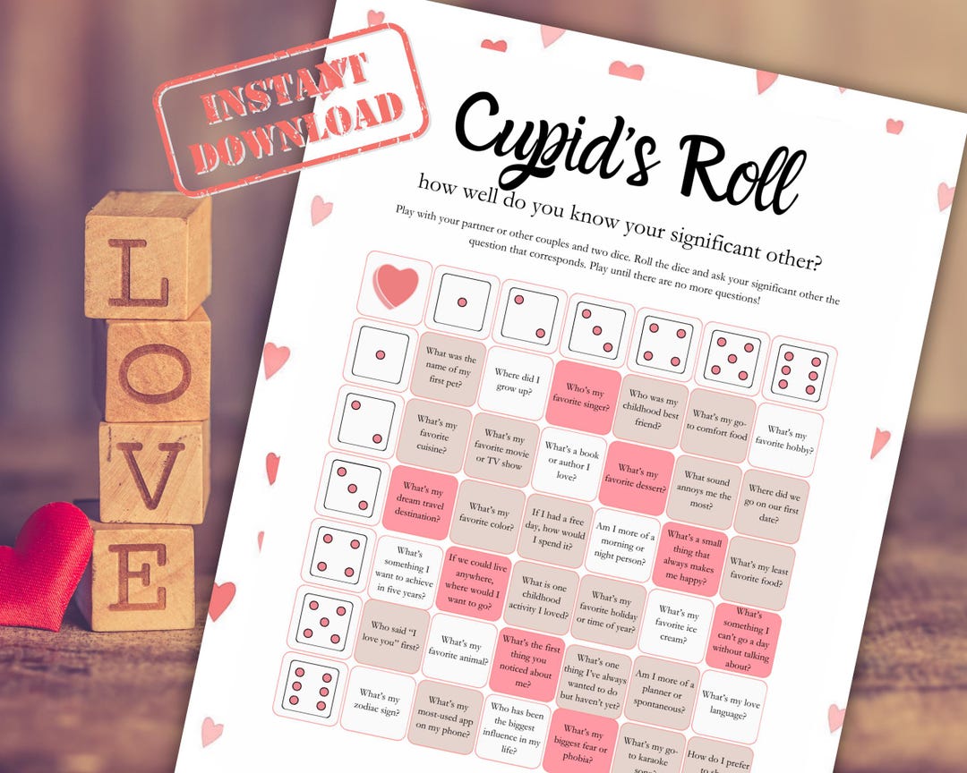 Dice Game Printable Roll the Dice Game How Well Do You Know Valentine ...