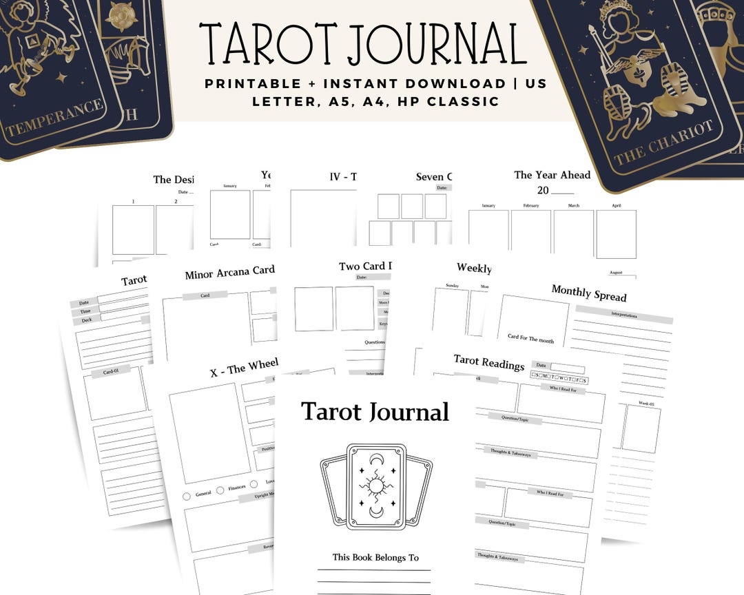 Tarot Journal Printable Daily Tarot Tarot Spreads Tarot Workbook Witchy ...