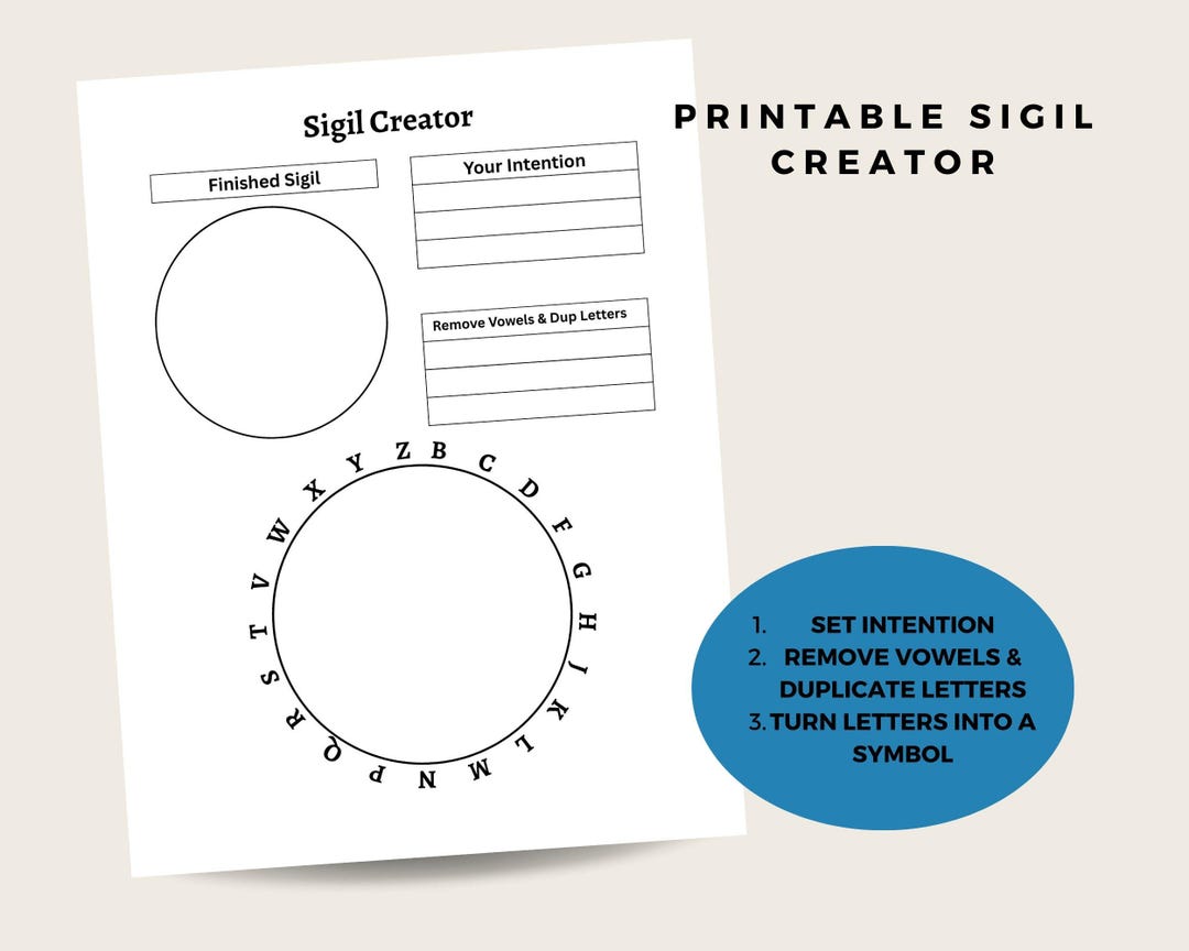 Printable Witch Crafts, Sigil Sigil Worksheet Sigil Magick Wealth Sigil ...