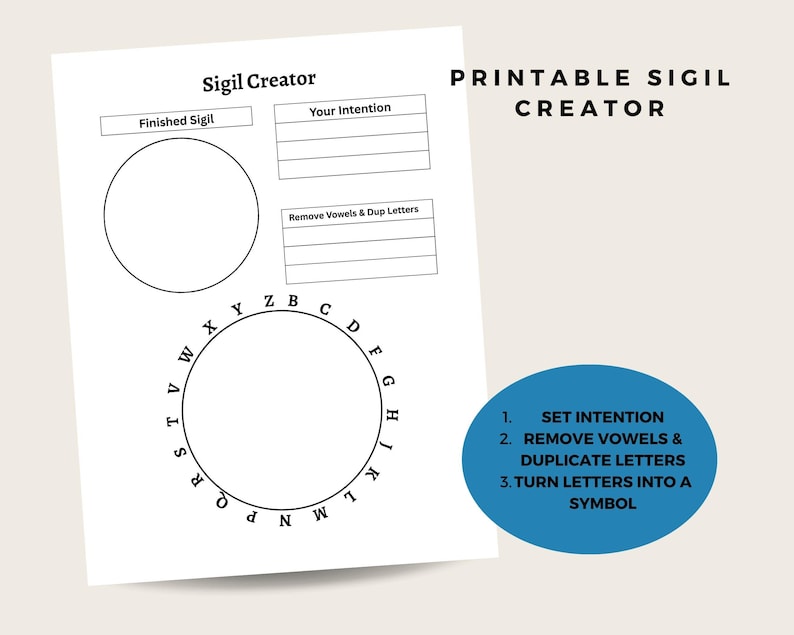 Printable Witch Crafts, Sigil Sigil Worksheet Sigil Magick Wealth Sigil ...