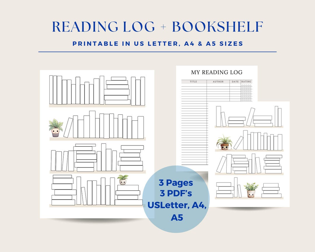 Reading Log | Bookshelf Printable Template | Book Tracker Printable ...