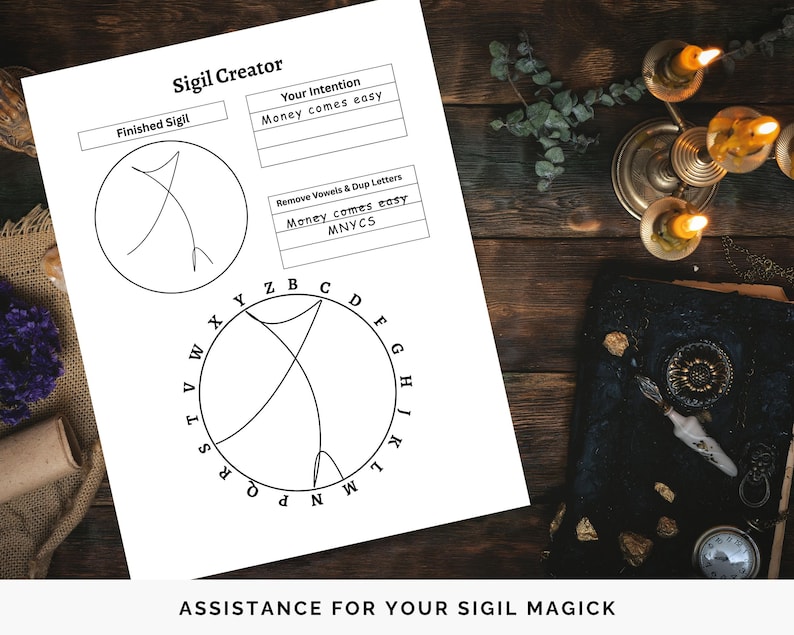 Printable Witch Crafts, Sigil Sigil Worksheet Sigil Magick Wealth Sigil ...