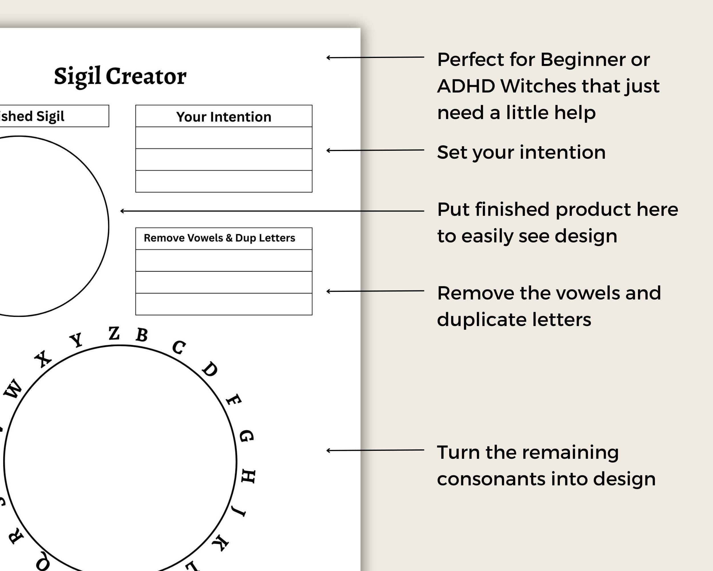 Printable Witch Crafts, Sigil Sigil Worksheet Sigil Magick Wealth Sigil ...