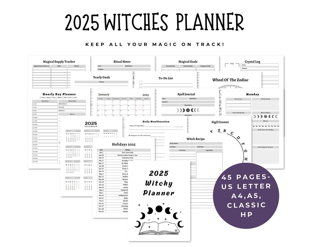 Witch Planner Witch Journal Witchy Daily Planner Grimoire Printables ...