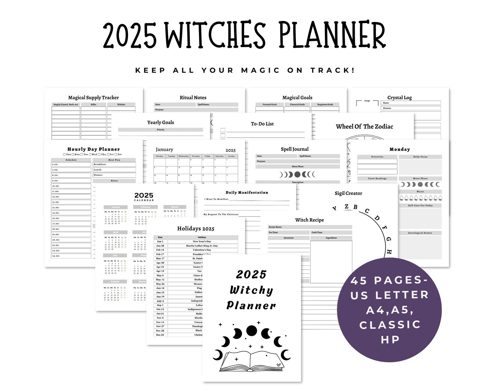 Witch Planner Witch Journal Witchy Daily Planner Grimoire Printables ...
