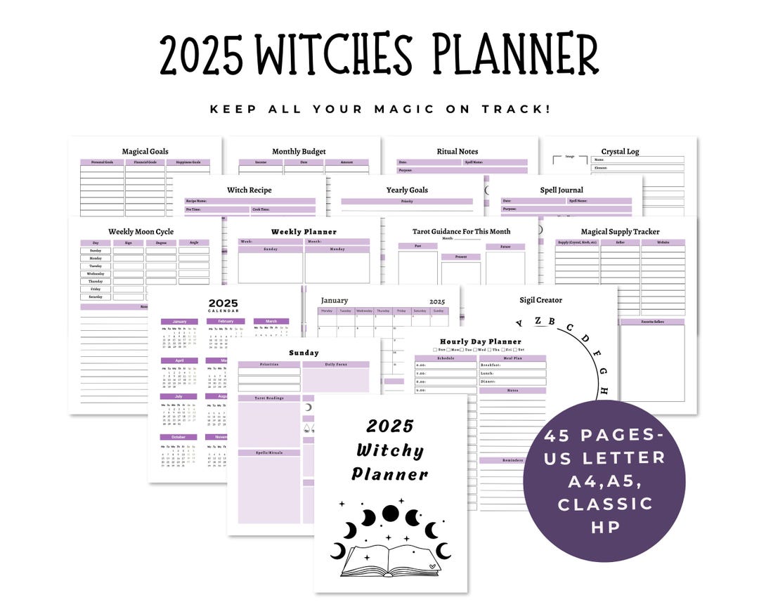 Printable Witch Planner Witch Digital Planner Witch Journal ADHD ...