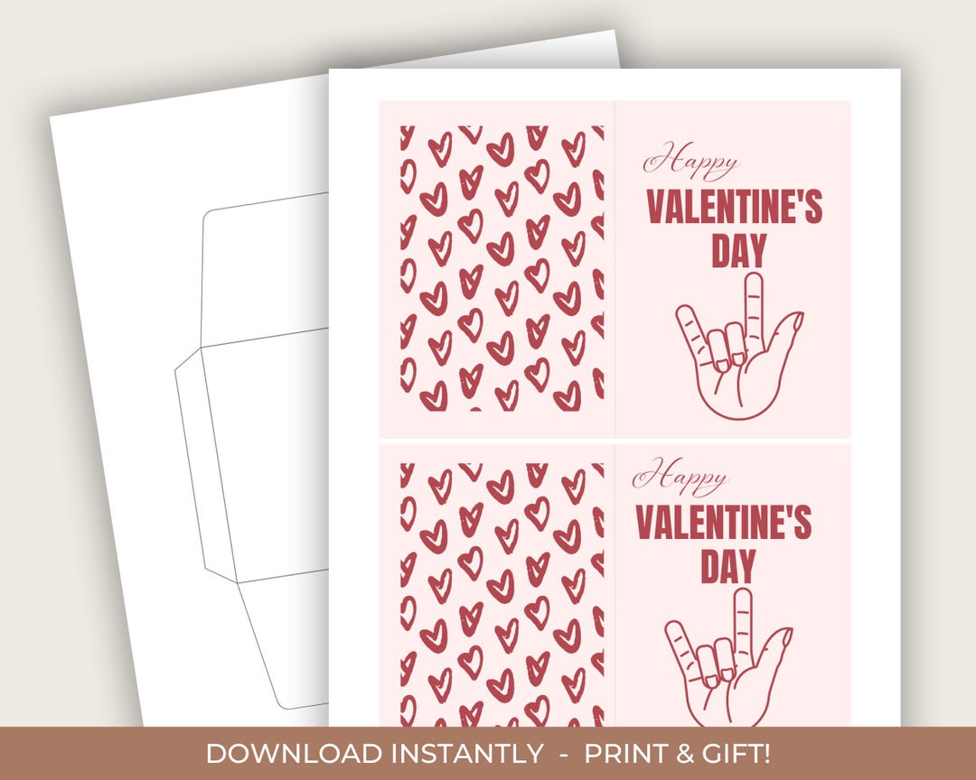 Valentines Day Printable Card Sign Language Card ASL I Love You ...