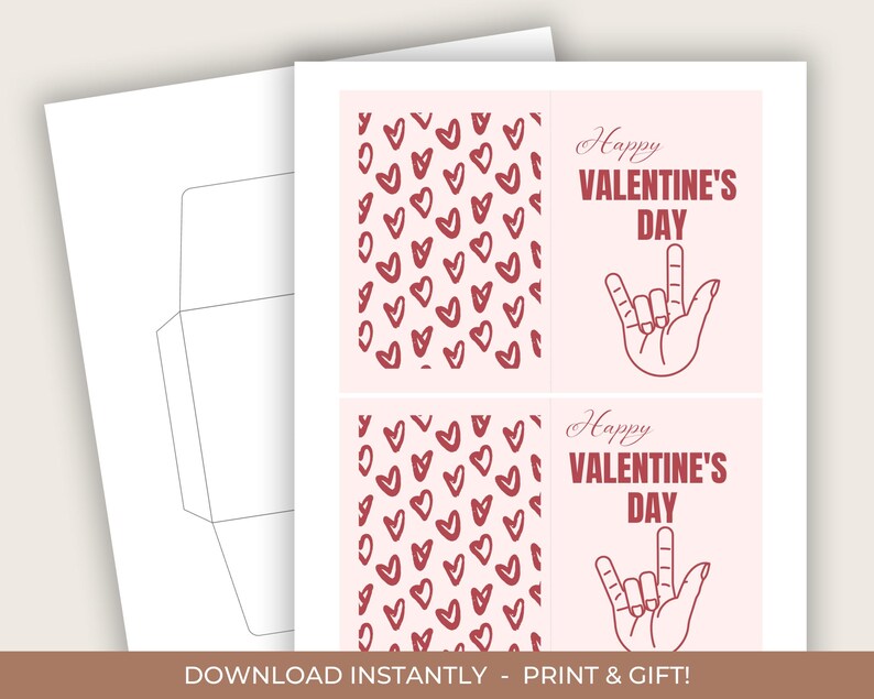 Valentines Day - Printable ASL Card - American Sign Language - I Love ...